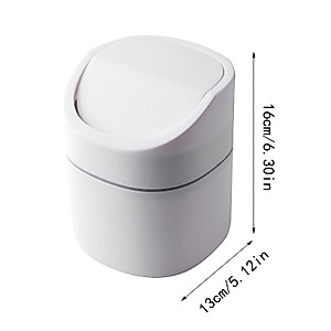 Generic Cute Kitchen Trash Can with Lid,Trumpet Desktops Creative Covered Living Room Mini Trash Can,Waste Basket,Small Trash Can,Best Desk Trash Can for Home Office Kitchen (White 02)