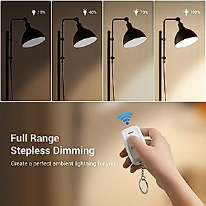 DEWENWILS Dimmer Switches for Led Lights, Remote Light Dimmer for Indoor Use, 100FT Range, Compatible with Dimmable LED/Tungsten Bulbs, FCC Certified