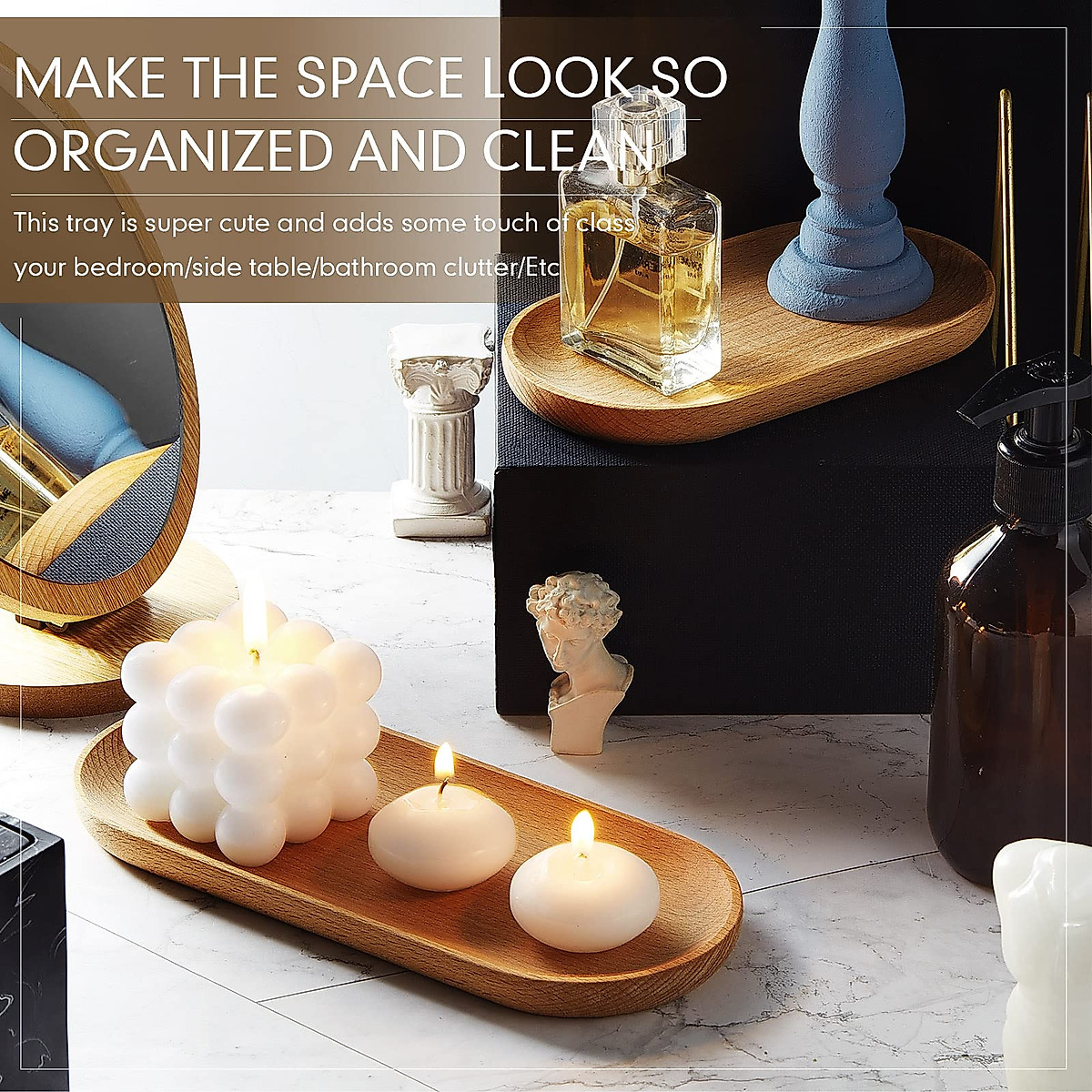 Serving Tray 4 Pieces Oval Dessert Cup Tray Rustic Small Wooden Tray Shallow Serving Plates Veggie Tray Serving Platter Set Cheese Plate Tableware Decorative Tray, 3.9 x 9.1 Inch, 3.9 x 7.1 Inch