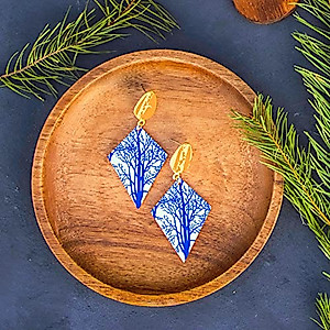 OLYCRAFT 4x5 Inch Clay Stencils Birch Tree Pattern Silk Screen Printing Stencils Forest Mesh Transfer Stencils Reusable Washable Mesh Stencil for Polymer Clay Jewelry Earrings Making