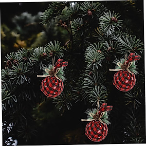 COHEALI 3pcs Christmas Foam Balls Decor for Office White Outfits Office Decore Christmas Plaid Ball Ornaments Hanging Christmas Decoration Christmas Balls Ornaments Hanging Foams Balls