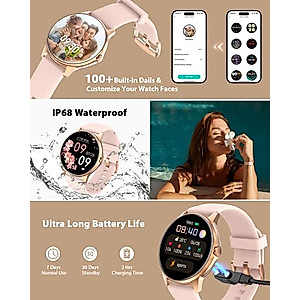 Gydom Smart Watch for Women Answer/Make Call, 1.28" Touch Screen Fitness Tracker with Blood Oxygen/Heart Rate/Sleep Monitor, 100 Sport Modes, IP68 Waterproof Smartwatch for Android iPhone