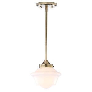 JONATHAN Y JYL3516A Kurtz 7.2" Adjustable Drop Metal/Glass LED Pendant Contemporary Transitional Dimmable Dining Room Living Room Kitchen Foyer Bedroom Hallway, Brass Gold/White