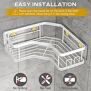 CTRLWQA Shower Caddy 5 Pack,Adhesive Corner Shower Caddy Shower Organizer for Bathroom Storage&Home Decor&Kitchen,No Drilling,Large Capacity,Rustproof Stainless Steel Bathroom Organizer (White)