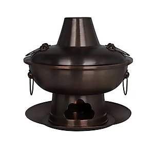 Chafing Dishes Chinese Beijing Charcoal Copper Hot Pot Thickened Pure Purple Copper Multi-person Hot Pot Mongolian Hot Pot Cookware, Suitable For Family Dinner And Camping (Color : One color, Size :