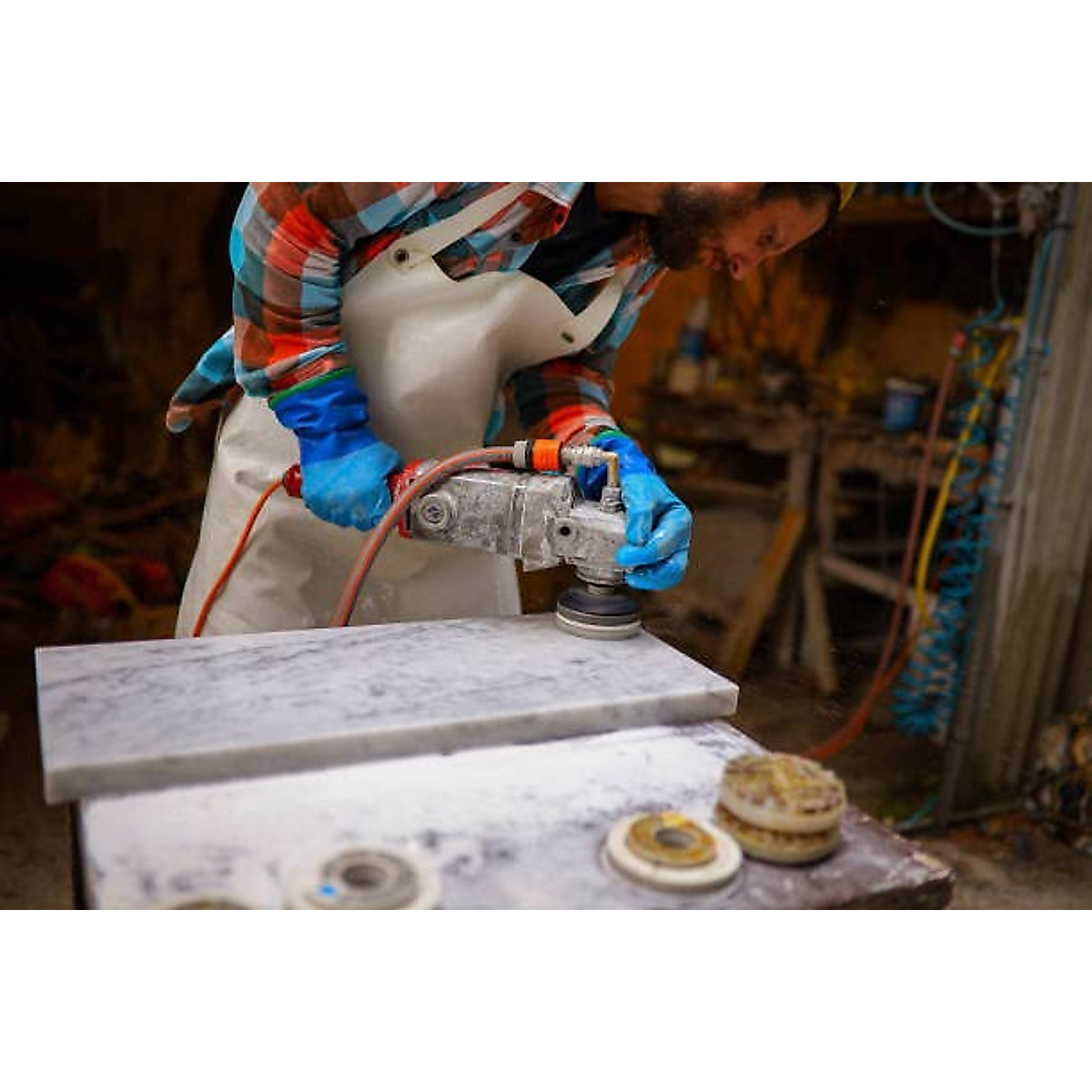 Diamond Polishing Pads 4 Inch 10 Packs 3/8"-11 Backer Pad Granite Polishing Kit Marble Polishing Kit Diamond Sanding Pads Granite Polishing Pads Concrete Polishing Pads Tile Polishing Pads For Grinder