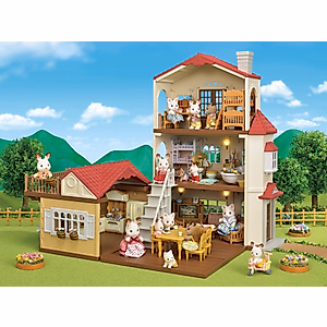 Calico Critters Red Roof Country Home - Dollhouse Playset with Figures, Furniture and Accessories for Ages 3+