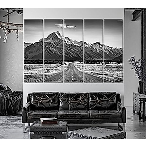 Road Leading Towards a Large Snow Capped Mountain Canvas Print 3 Panels / 36x24 inches