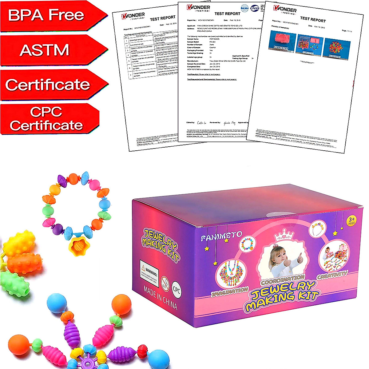 630+pcs Pop Beads Jewelry Making Kit for Kids Snap Beads Kit for Toddlers Arts Crafts DIY Hairband Necklace Bracelet Ring Beads Creativity Toys for 3456789 Year Old Girls