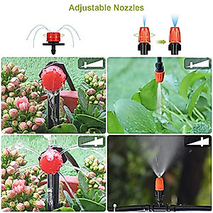 Drip Irrigation Kit, Aiglam Garden Watering System Garden Irrigation System 1/4" Blank Distribution Tubing Adjustable Automatic Drip Irrigation Kits for Greenhouse, Flower Bed, Patio Plants (130FT)