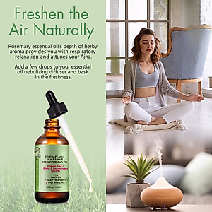 Rosemary Essential Oil (2 fl oz),Rosemary Oil for Hair Growth & Skin Care,Dry Scalp Treatment, Hair Growth Serum for Hair,Organic Hair Oil