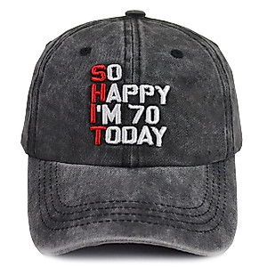 Funny 70th Birthday Gifts for Women Men, 70 Year Old Man Retirement Hat, Vintage 70 Baseball Cap Gag Gifts for Dad Mom Grandpa and Grandma Black