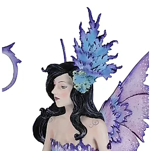 Ebros Large Amy Brown Spring Season Purple Lavender Fairy Holding Curling Magical Staff Statue 17.75" Tall Fantasy Mythical Faery Garden Magic Collectible Figurine Fairies Pixies Nymphs Decor