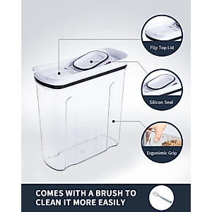 FreshKeeper Cereal Containers Storage Set, Airtight Food Storage Container with Lid 4L/135.2oz, 2PCS BPA-FREE Plastic Pantry Organization Canisters for Rice Cereal Flour Sugar Dry Food in Kitchen