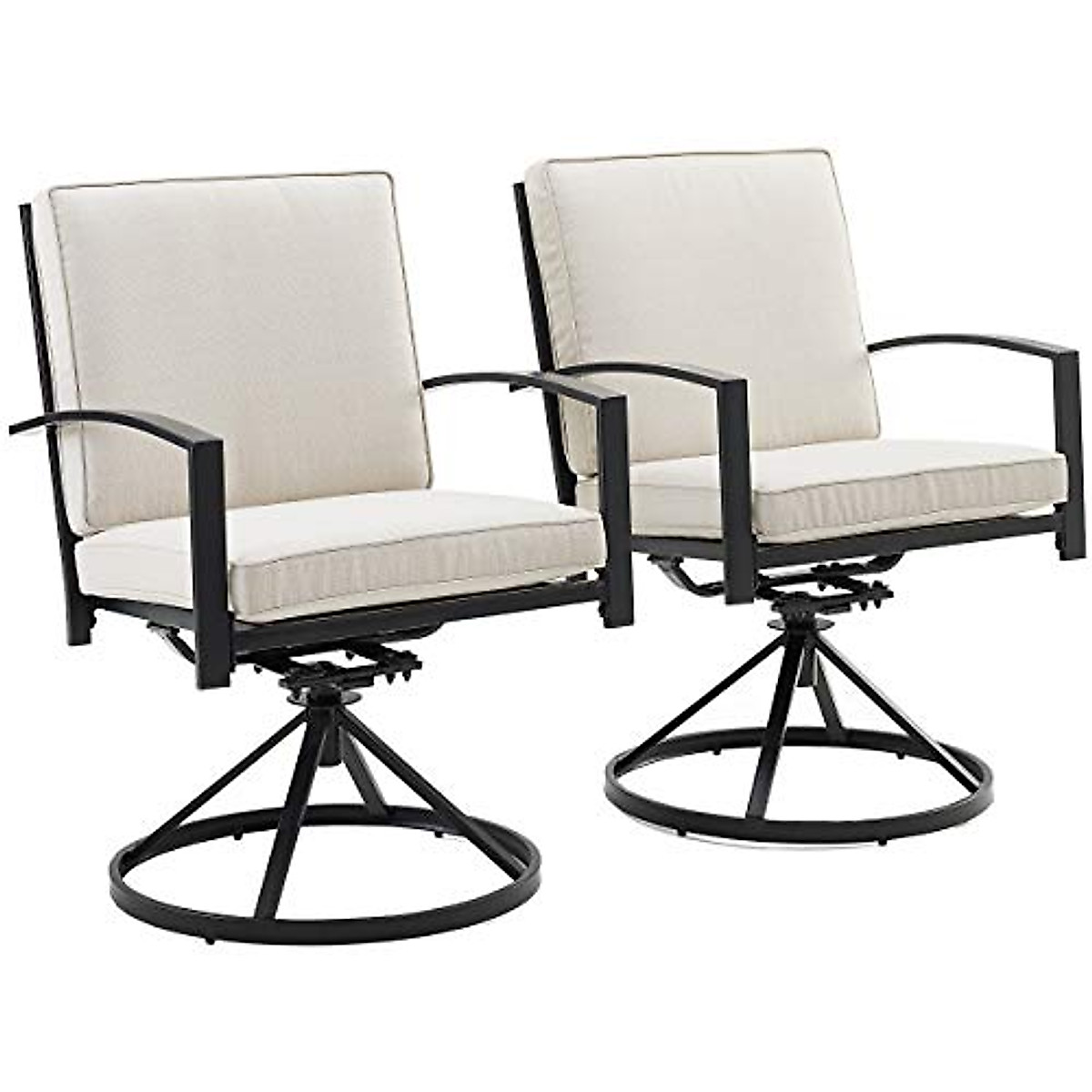 Crosley Furniture KO60026BZ-OL Kaplan Outdoor Metal Dining Swivel Chairs, Set of 2, Oiled Bronze with Oatmeal Cushions