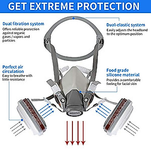 Mionyl Reusable Half Face Cover with Extra Filters - Paint Face Cover for Painting, Machine Polishing, Welding and Other Work Protection