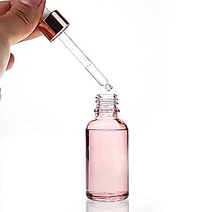6 Pack,1Oz Pink Glass Dropper Bottle for Essential Oils,Empty Glass Eye Dropper Bottle Holder With Glass Reagent Pipette,Rose-Golden Caps Perfume Travel Vial Container-FREE Pipette,Funnel