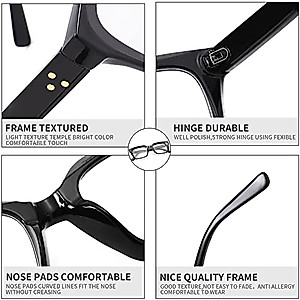 Bouryo Vintage Clear Lens Glasses for Women, Non-prescription Classic Square Eyewear Thick Frame Eyeglasses