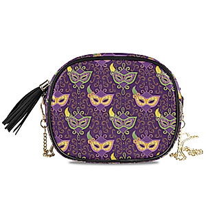 Hoijay Mardi Gras Masks Small Crossbody Shoulder Bag for Women,Cellphone Bags Card Holder Wallet Purse and Handbags