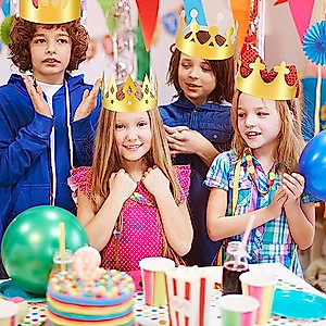 MGZTTHW Gold Paper Crowns, 32pcs Birthday King Crowns, Paper Prince Princess Crown Foil Party Crown Hat Cap for School Classroom Baby Shower Birthday Party Supplies