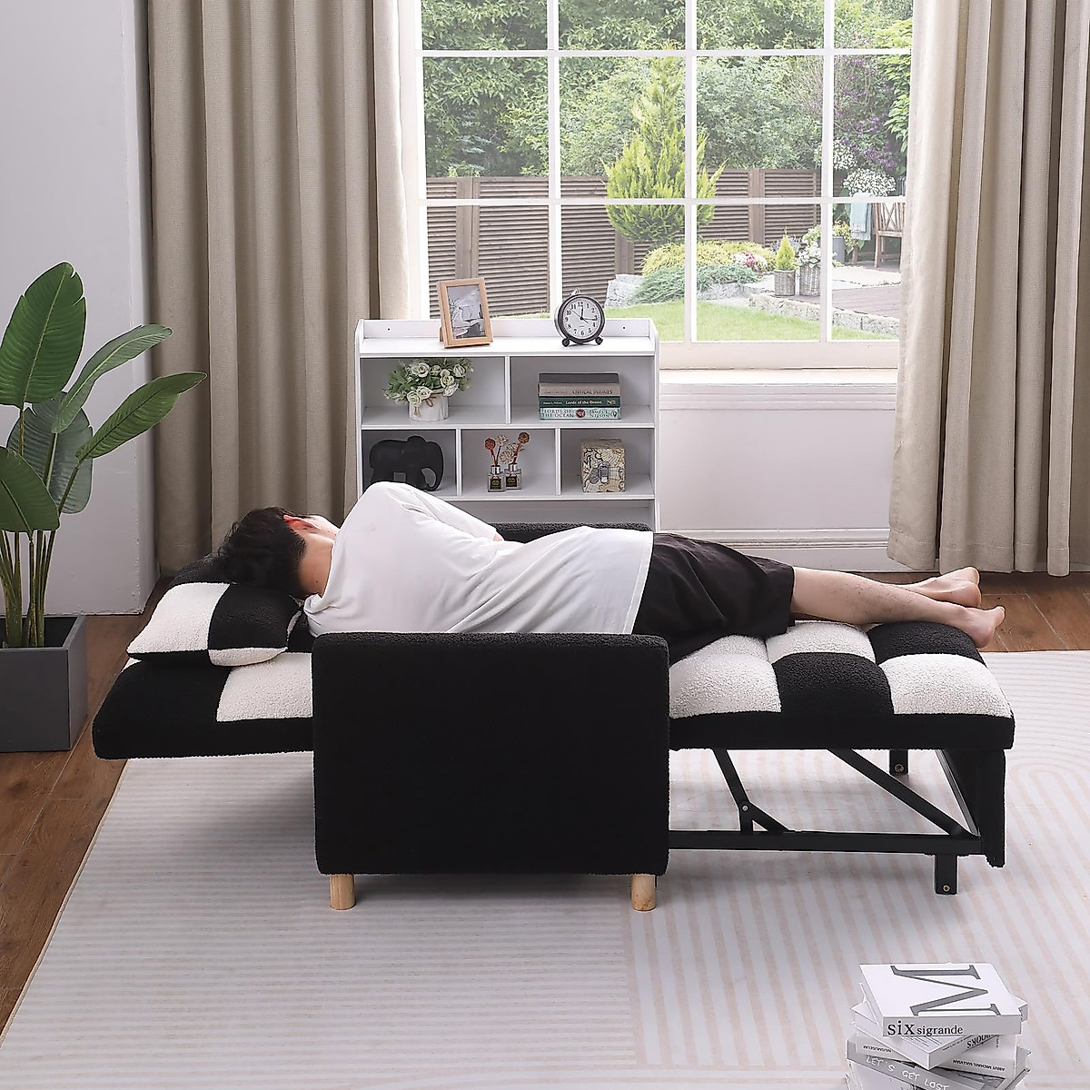 Sleeper Chair Bed,3-in-1Convertible Sleeper Sofa Chair Bed with Pillow,Multi-Functional Sleeper Chair with Soft Velvet Fabric for Living Room,Dorm,Apartment,Bedroom or Office