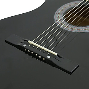 Smartxchoices 38" Kids Acoustic Guitar Bundle Kit for Starter Beginner Music Lovers, 6-String Folk Guitar with Gig Bag, Extra Set Steel Strings, Strap, Pitch Pipe and Pick, Black