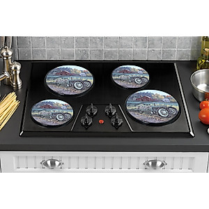 Reston Lloyd Electric Stove Burner Covers, Set of 4, Morning Run All-Over Pattern