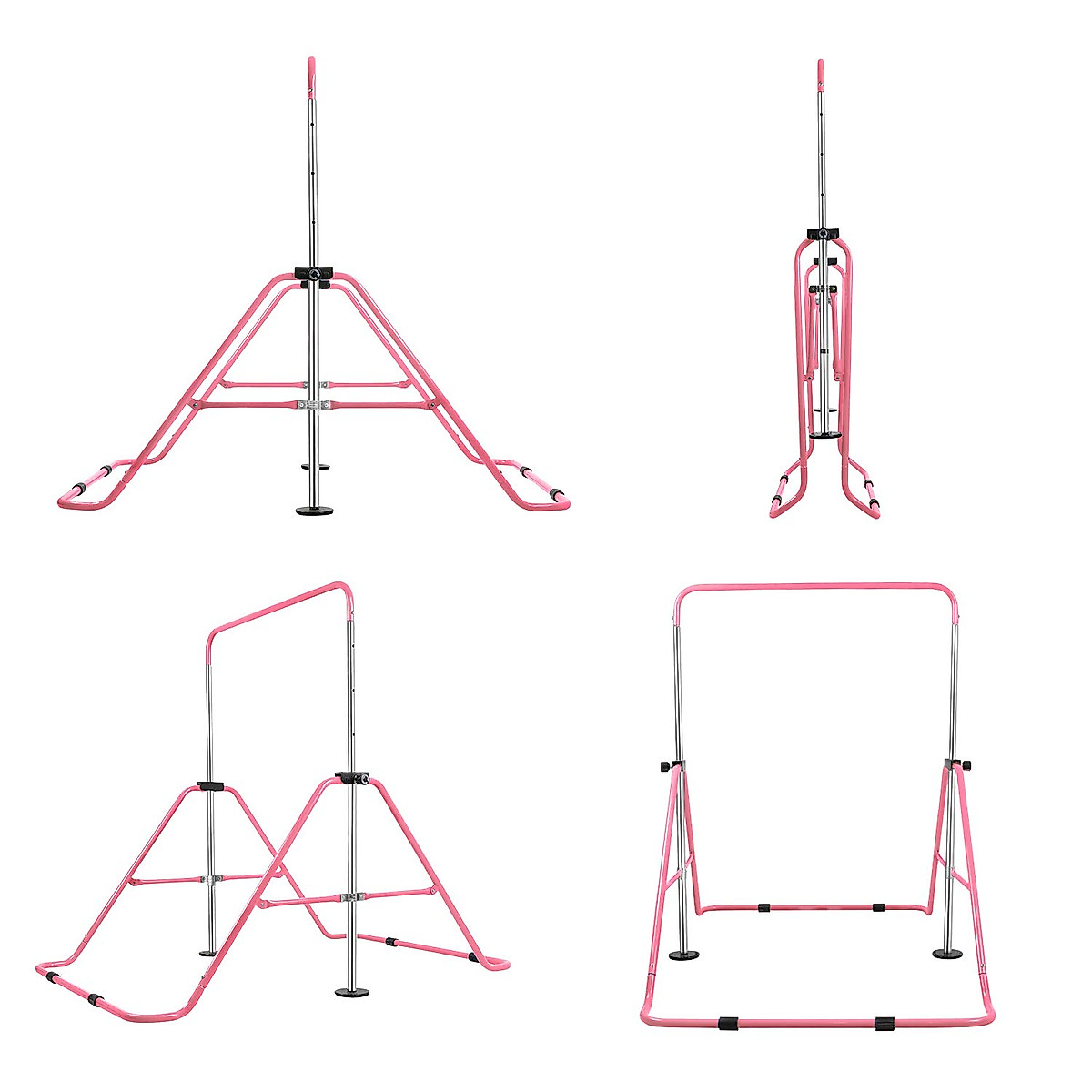 YEEGO DIRECT Gymnastics Bar with Rings, Gymnastics Bar for Kids Ages 3-12, Foldable Gymnastics Bar, Kids Gymnastics Bar Expandable for Home Training Kids Gifts for Grils Boys（Pink）