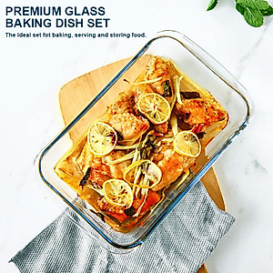 8-Piece Deep Glass Baking Dish Set with Plastic lids,Rectangular Glass Bakeware Set with BPA Free Lids, Baking Pans for Lasagna, Leftovers, Cooking, Kitchen, Freezer-to-Oven and Dishwasher, Gray