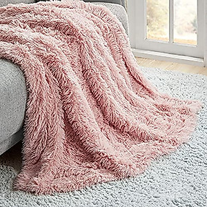 Hyde Lane Blush Pink Throw Blanket for Couch Sofa, Reversible Ultra Soft Faux Fur Fluffy Fuzzy Throw Blankets - 50x60 Rose Gold