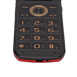 lonuo Cell Phone for Seniors, 100 to 240V 26x18 Dual Magnetic Speakers Wide Screen Unlocked Flip Phone 3D Keys for Daily Use (Red)