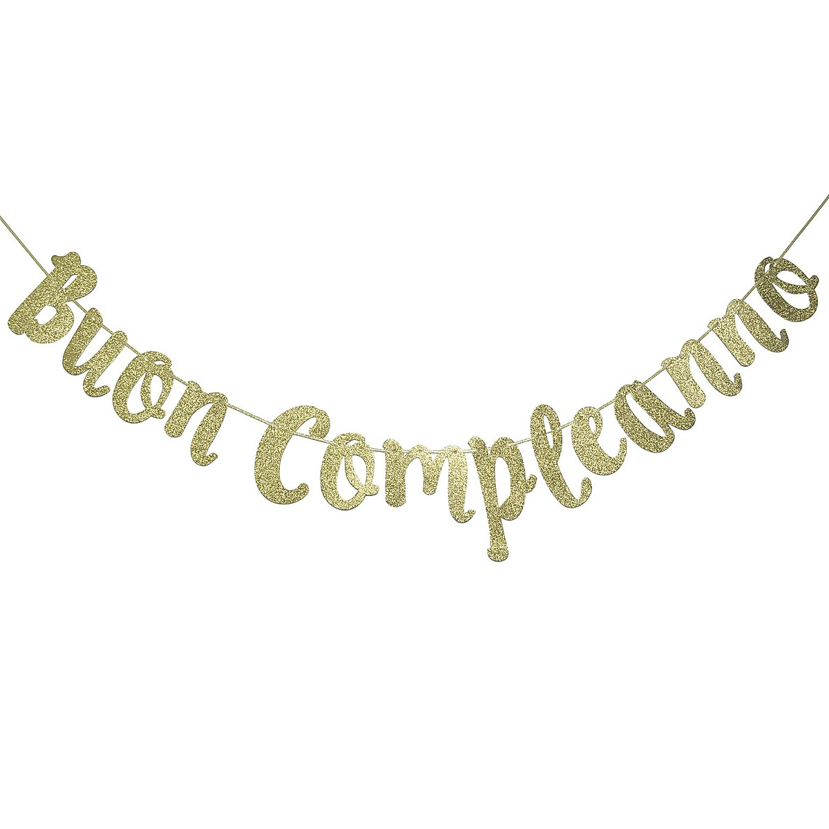 Buon Compleanno Banner, Italian Happy Birthday Sign Garland Party Decorations Anniversary Decor Photo Booth Props Gold