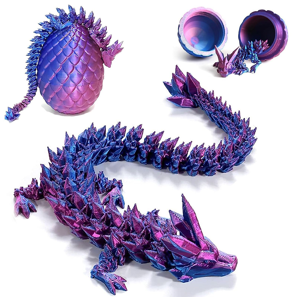 Zobetro Easter Basket Stuffers, 3D Printed Dragon Surprise Egg, Executive Dragon Fidget Desk Toys Decorative Easter Egg Fillers Easter Gifts for Boys Kids Home Decor(Purple)