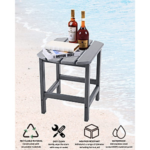 Adirondack Side Table, Outdoor Side Table Weather Resistant HDPE Small Patio Table for Indoor Outdoor (Oval Table, Grey)