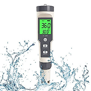 Yewhick Digital Salinity Tester for Saltwater, Waterproof Pool Salt Tester, 4 in 1 Salt/EC/TDS/Temp Meter, High Accuracy Saltwater Tester with ATC for Saltwater Pool, Aquarium, Koi Fish Pond