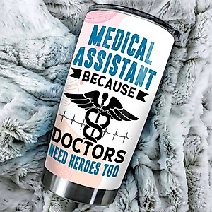 MEDROC Certified Medical Assistant Tumbler Stainless Steel 20oz Straw Lid, Funny CMA Gifts Bulk For Coworkers Friends Birthday Christmas, Nurses Week Gifts For MA Women Men Coffee Cup