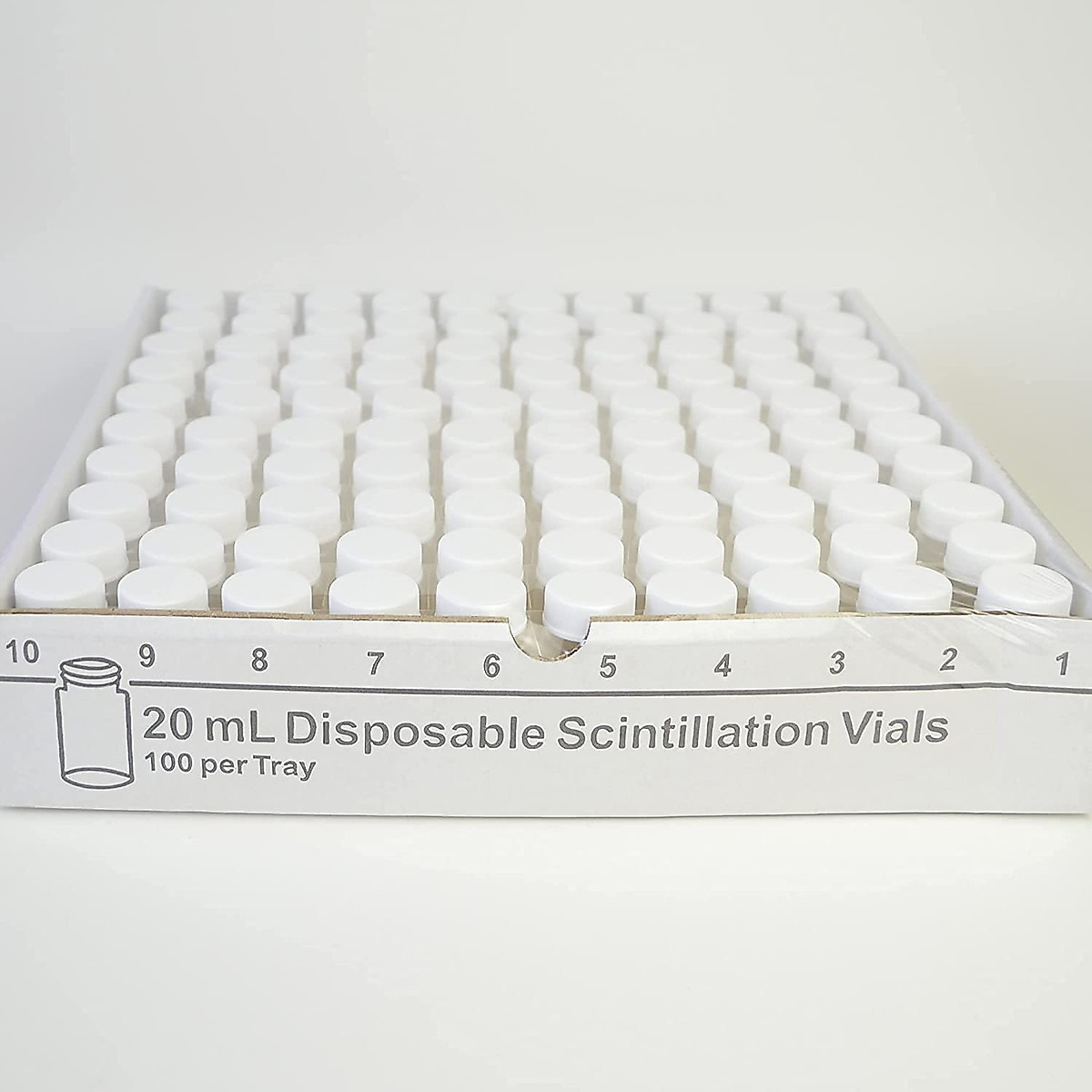 LanJing 366228204 Borosilicate Glass 20mL Liquid Scintillation Vial with 22-400 Polypropylene Cap Pulp-Backed Foil Liner, Case of 500