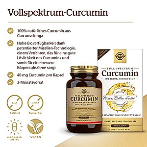 Solgar Full Spectrum Curcumin - 90 LiCaps - Superior Absorption - Brain, Joint & Immune Health - Non-GMO, Vegan, Gluten Free, Dairy Free - 90 Servings