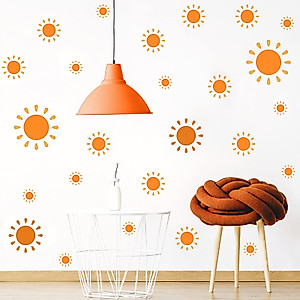 66 Pieces Sun Wall Decals Sunshine Boho Wall Art Decal Nursery Bedroom Decorations Wall Decor Stickers Peel and Stick Removable Modern Wallpaper for Kids Boy Girl Rooms Nursery Bedroom Decorations
