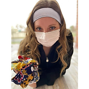 Huachi Headbands with Buttons for Mask for Nurses Non Slip Elastic Hair Bands for Women Doctors Medical Headband Turban Headwrap, 6Pcs