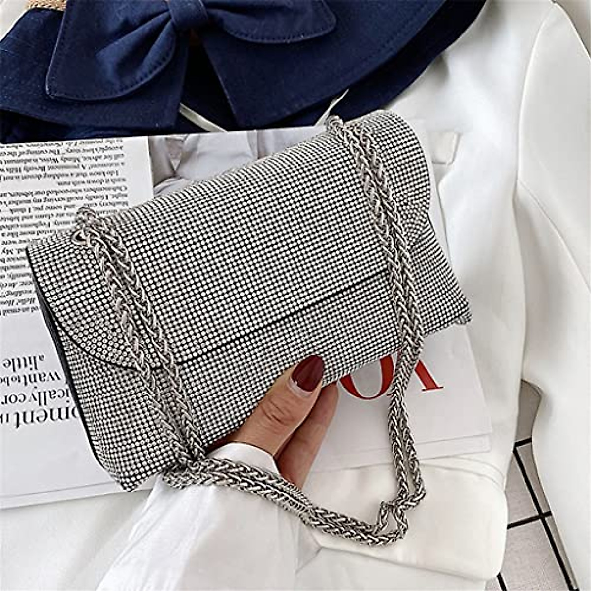MXIAOXIA Shiny Rhinestones Evening Handbag Women Diamonds Shoulder Bag Ladies Dinner Party Clutch Purse