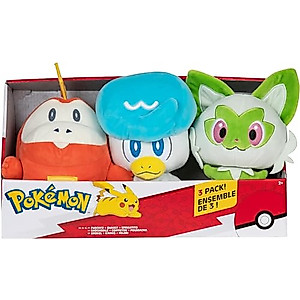 Pokémon Paldea First Partner Plush 3 Pack - 8-Inch Plush of Fuecoco, Quaxly, and Sprigatito