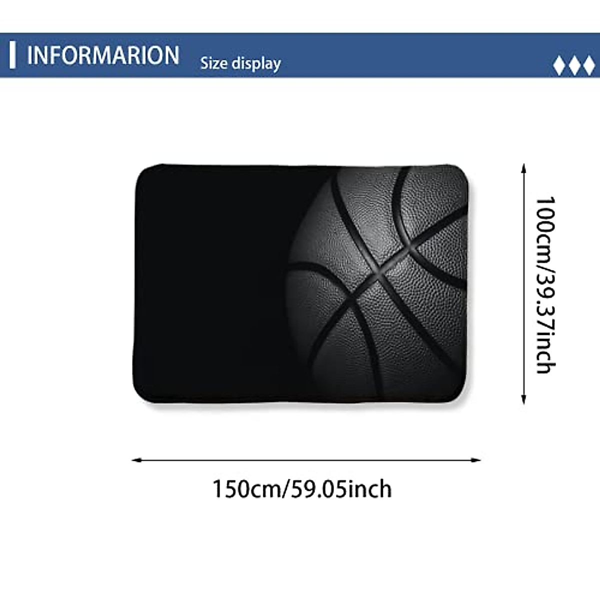 Area Rug Black Basketball for Living Room Dining Room Bedroom playroom Parent-Child Game mat Study Office Room Decor lz