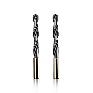 Aopin 2pcs HSS 9/16" Inch (14mm) Metric Gold Cobalt Titanium High Speed Steel Twist Drill Bit,Suitable for Cast Iron,Stainless Steel,Copper, Wood,Plastic,Other Material Products