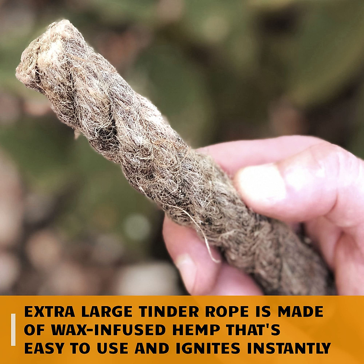 Ferro Rod Fire Starter Survival Tool | Flint and Steel w/ 4PK Jumbo Tinder Rope Fire Starters for Campfires Hiking Backpacking | Waterproof Magnesium Farrow Rod Tools