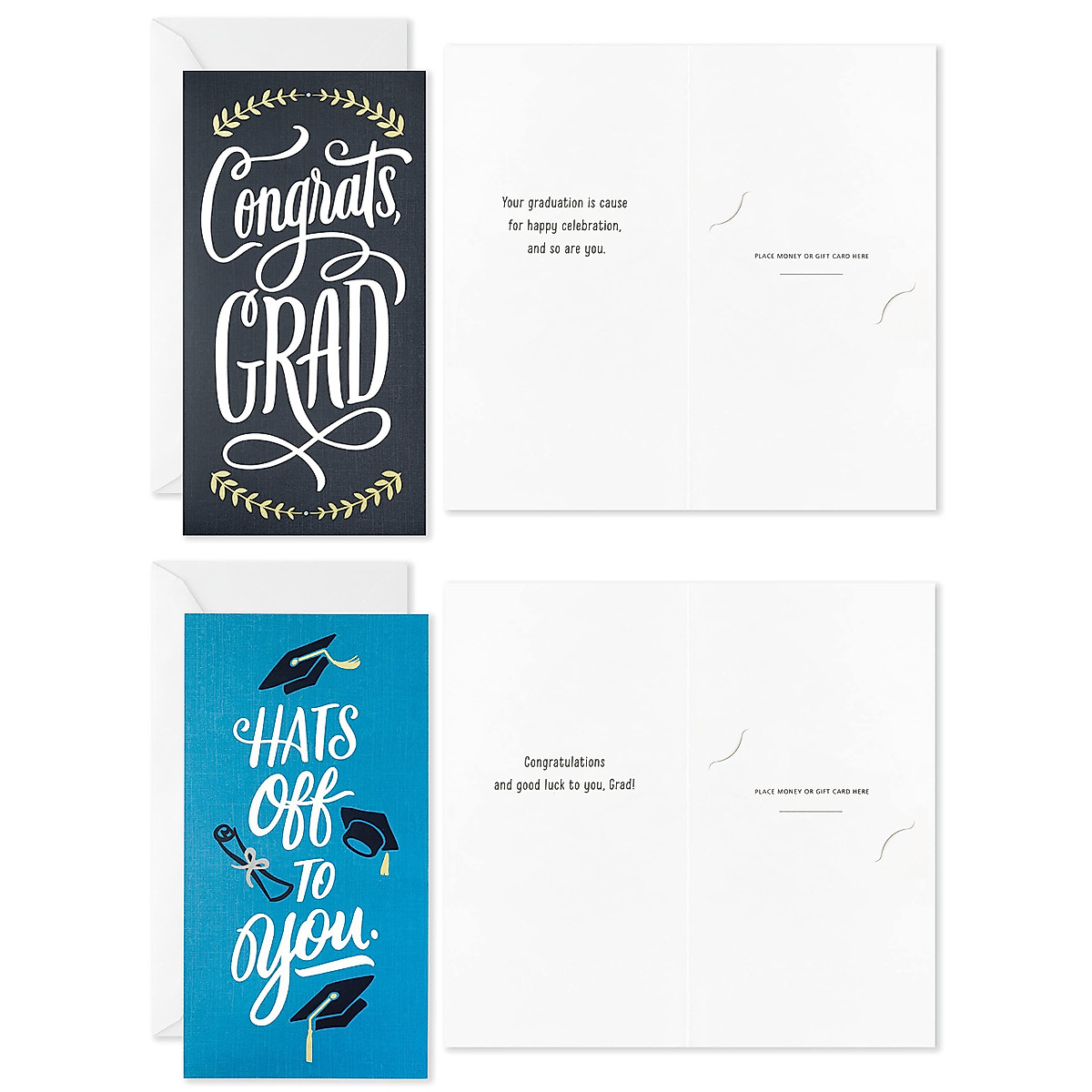 Hallmark Graduation Money Holders or Gift Card Holders Assortment with Envelopes, Hats Off (36 Cards and Envelopes)