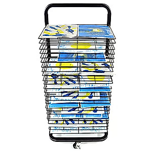 Joymaney Art Drying Rack - Mobile Metal Art Storage Rack with 25 Removable Shelves, Art Organizer for Kids, Art Studio Organization and Storage, Artwork Storage, Craft Room Storage and Organization