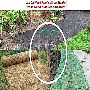 EISENSP 8pcs Ground Rustproof Heavy Rebar Trampoline Wind Stakes Safety Ground Anchor - 9 inch Curved Steel Stakes with Chisel Point end, Green Antirust Coated