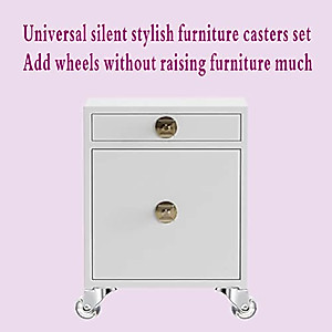 JGJC Caster Wheels 1.5 inch (d=1-3/8", h=2"), Furniture Small Casters Set of 4, Polyurethane Swivel Castor Wheels for Furniture, Cabinet, Clear Wheels Square Plate (1-5/8"×1-5/8"), Load 360 lbs