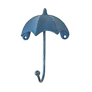 TG,LLC Treasure Gurus Cast Iron Blue Umbrella Swivel Wall Hook Kitchen Towel Hanger Key Chain Raincoat Holder